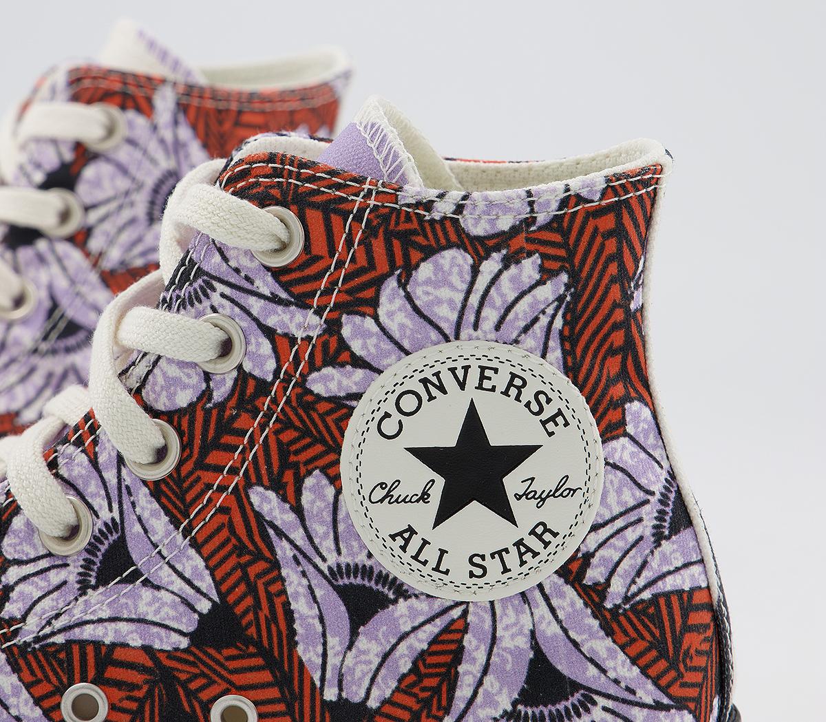 Converse Converse All Star Hi Trainers Orange Light Blue Multi Floral ...