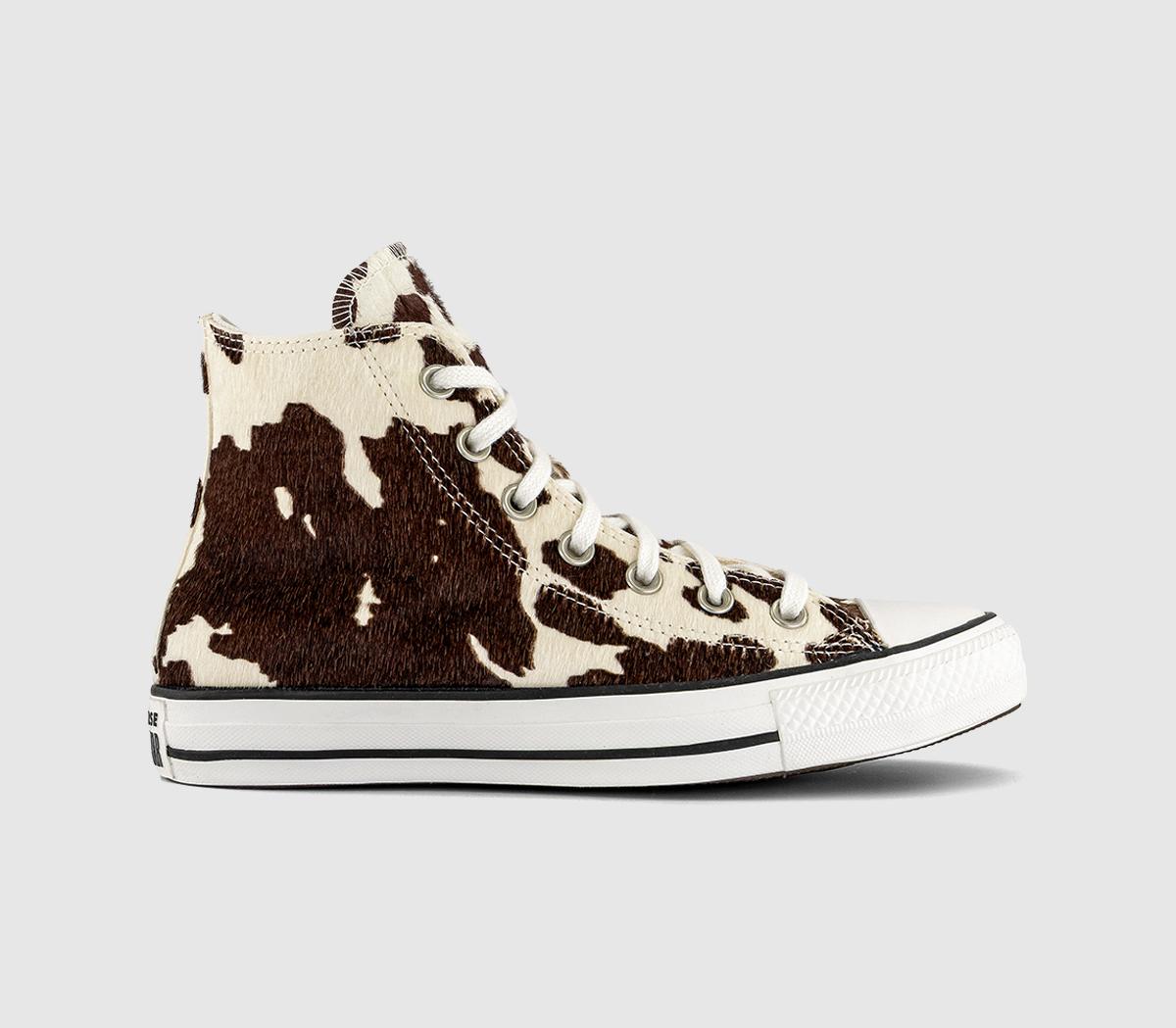 Click here for Converse All Star Hi Trainers Cow Print Egret Mudg... prices