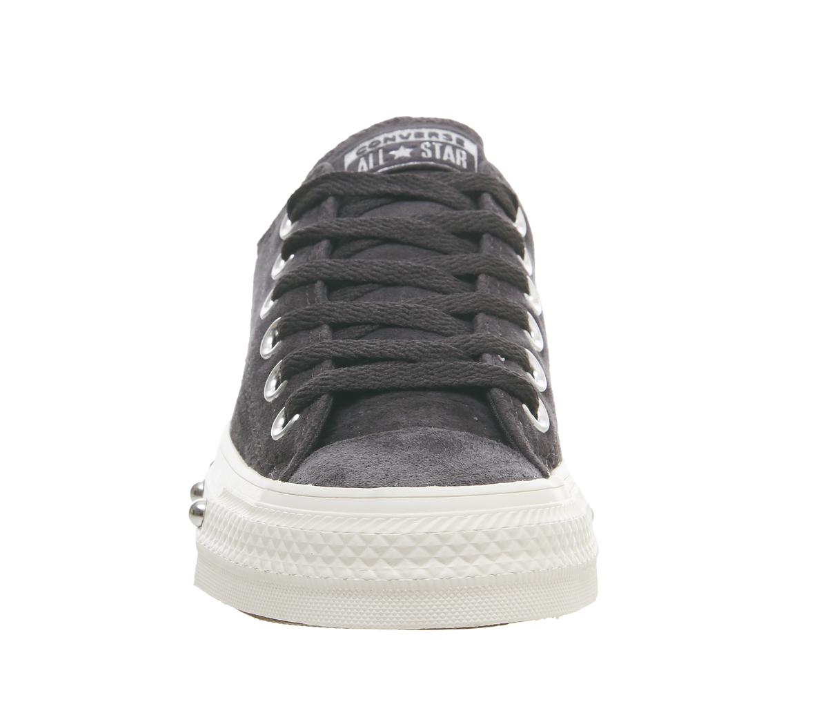 Converse Converse All Star Low Trainers Almost Black White Stud ...