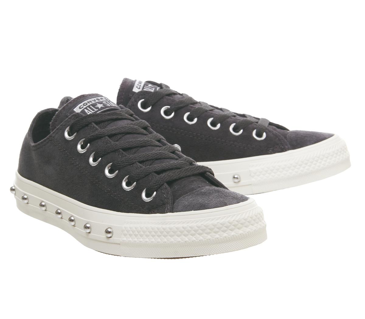 Converse Converse All Star Low Trainers Almost Black White Stud ...