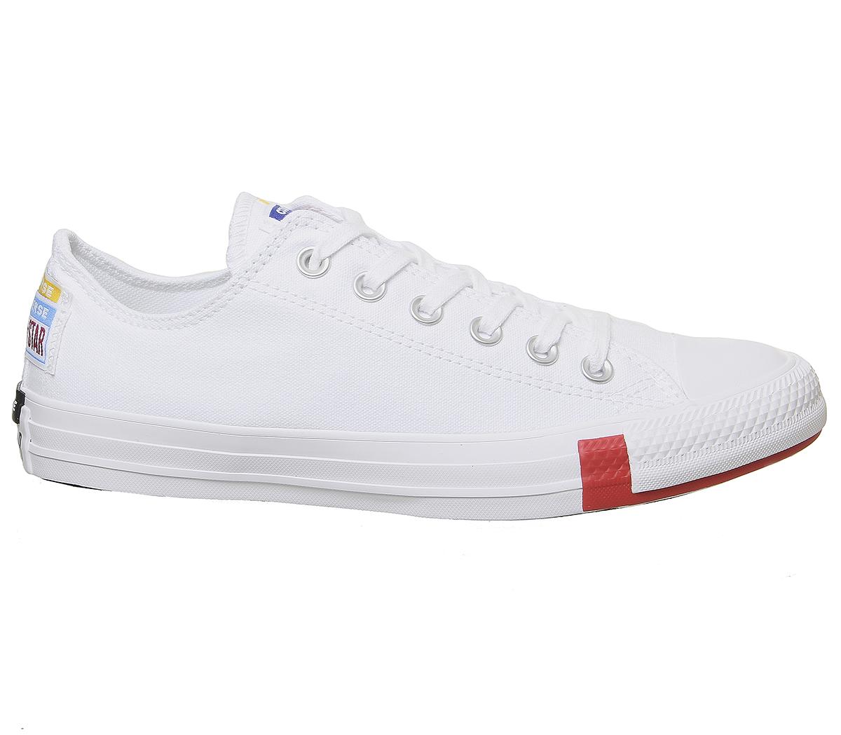 Converse Converse All Star Low Trainers White University Red Black Logo ...