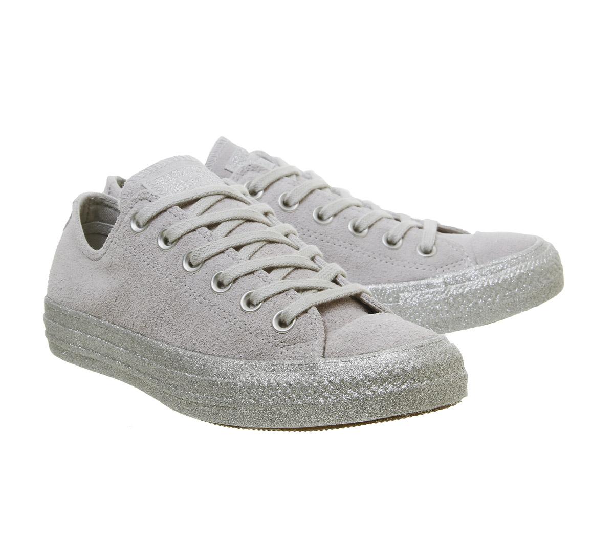 Converse Converse All Star Low Trainers Ash Grey Silver Glitter ...