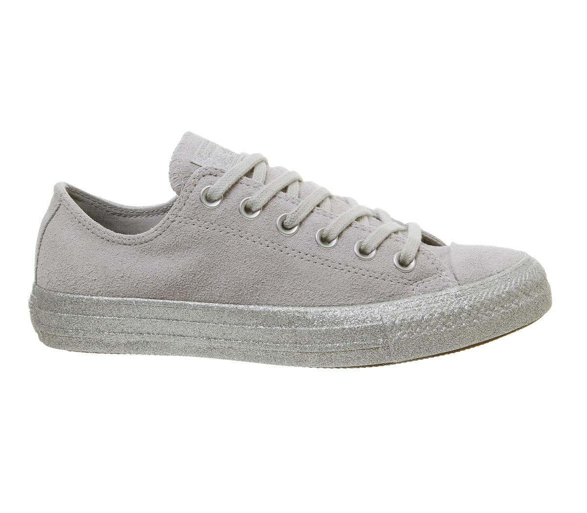 Converse Converse All Star Low Trainers Ash Grey Silver Glitter ...