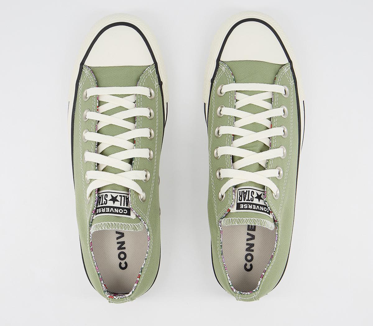 Converse Converse All Star Low Trainers Street Sage Egret Black Floral ...