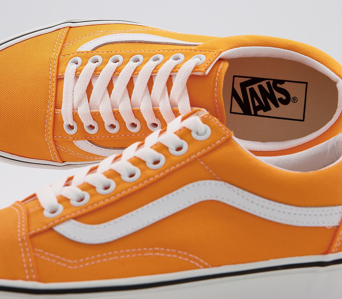 Vans Old Skool Trainers Neon Orange True White - Women's Trainers