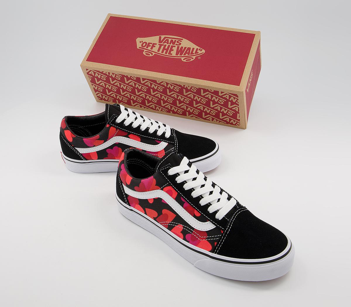 Vans Old Skool Trainers Valentines Hearts Black Fuchsia Purple - Unisex ...