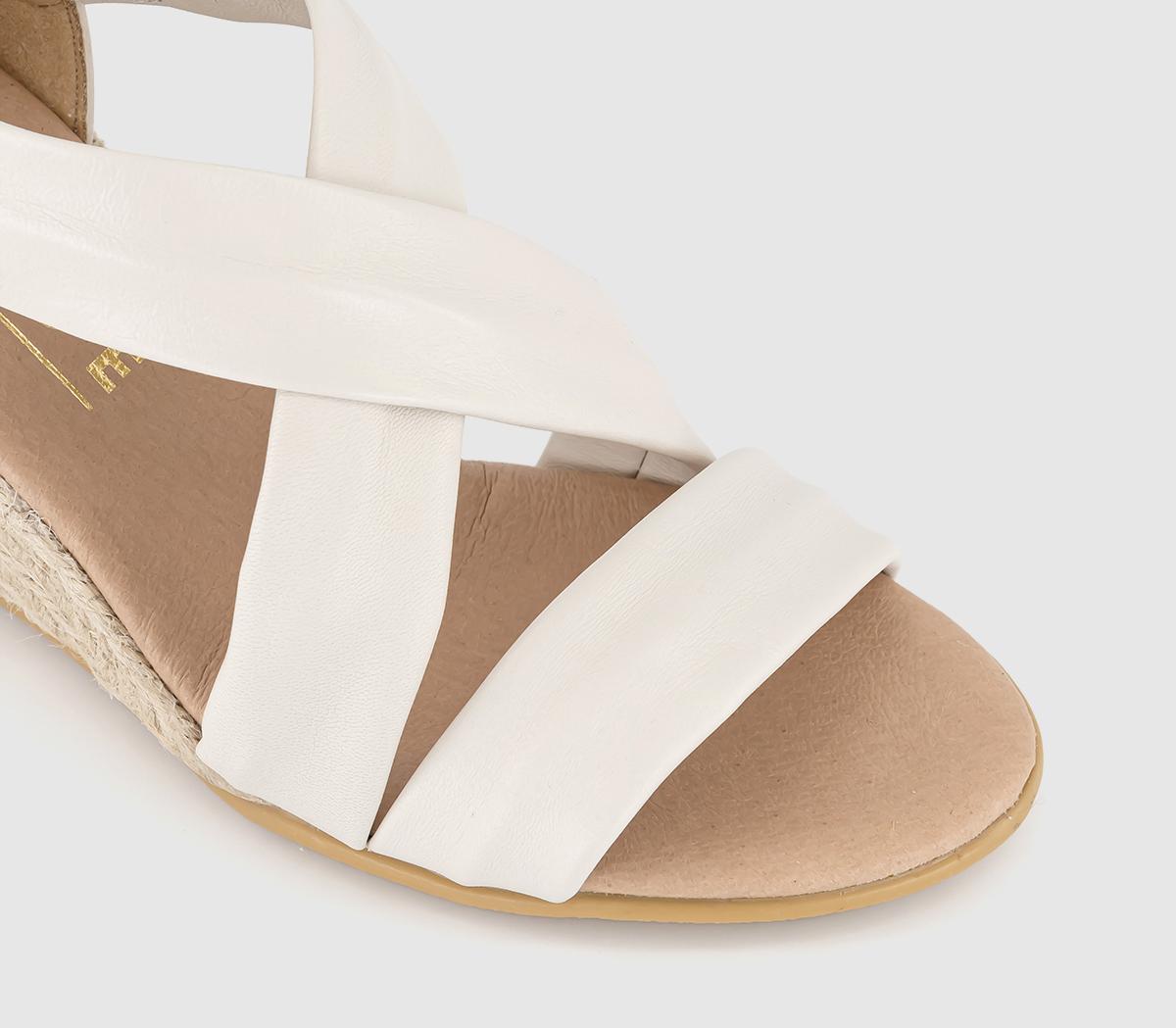 OFFICE Maiden Cross Strap Wedges White Leather - Mid Heels