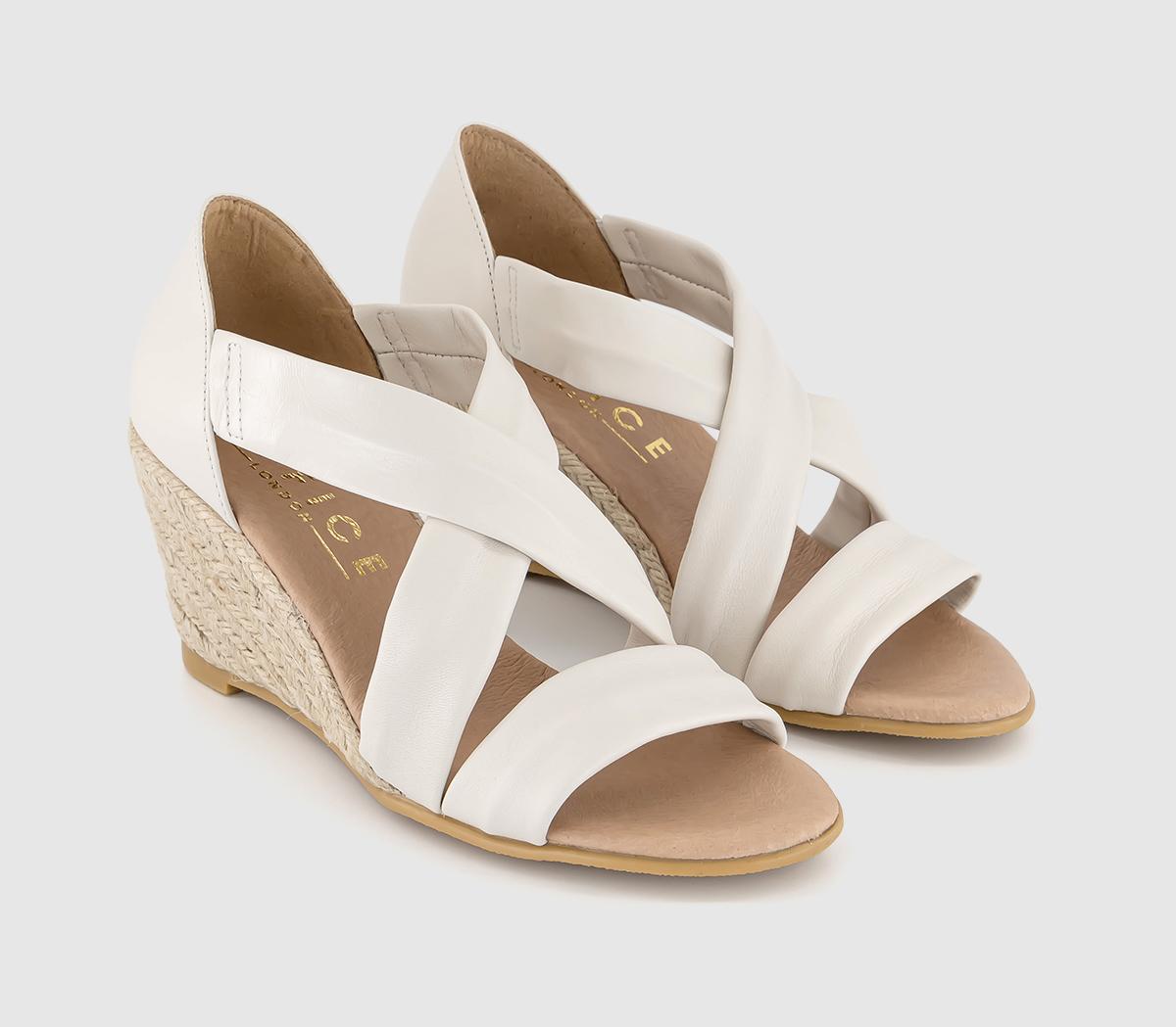 OFFICE Maiden Cross Strap Wedges White Leather - Mid Heels