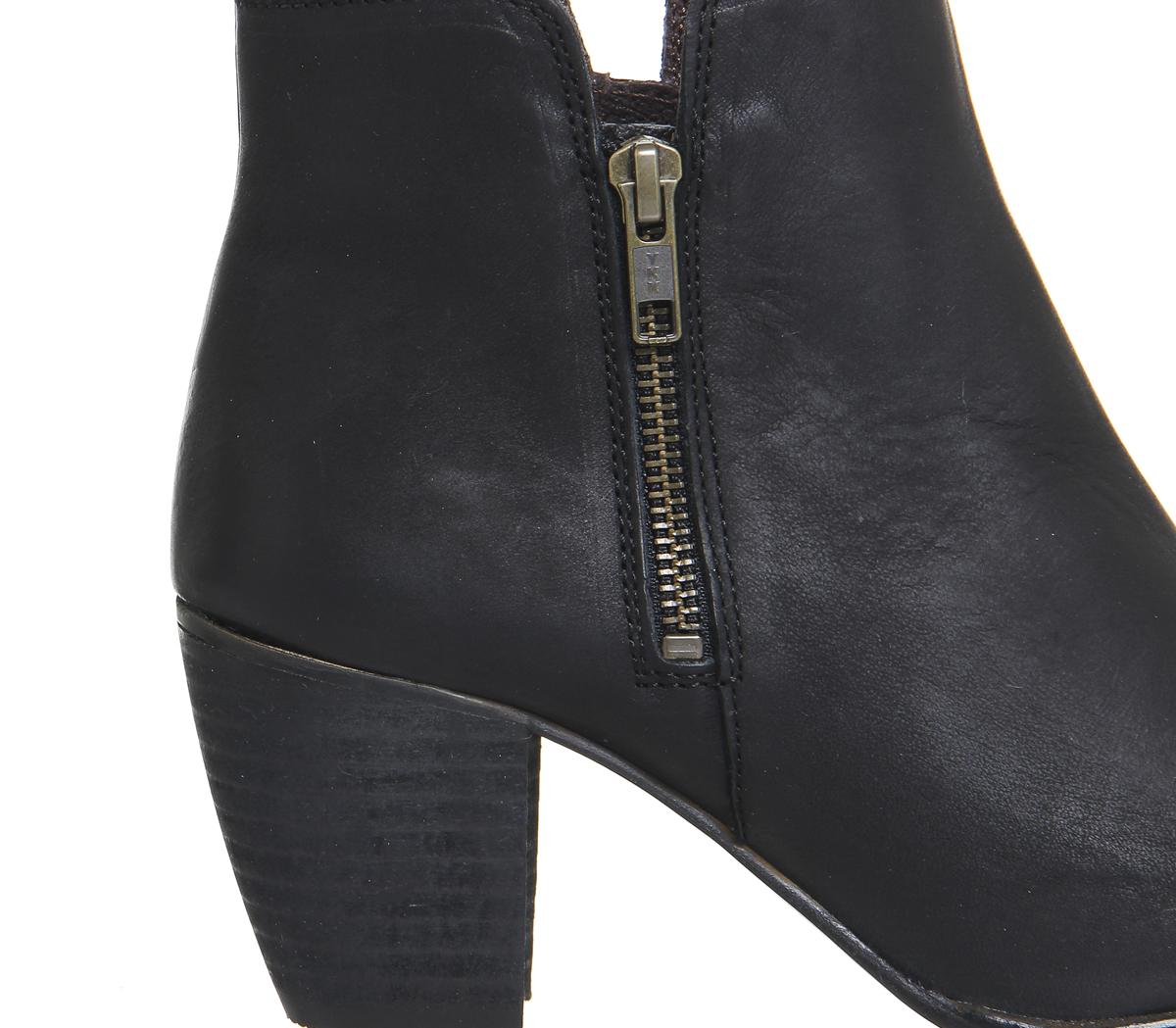 OFFICE Justine Double Zip Boots Black Leather - Women's Ankle Boots