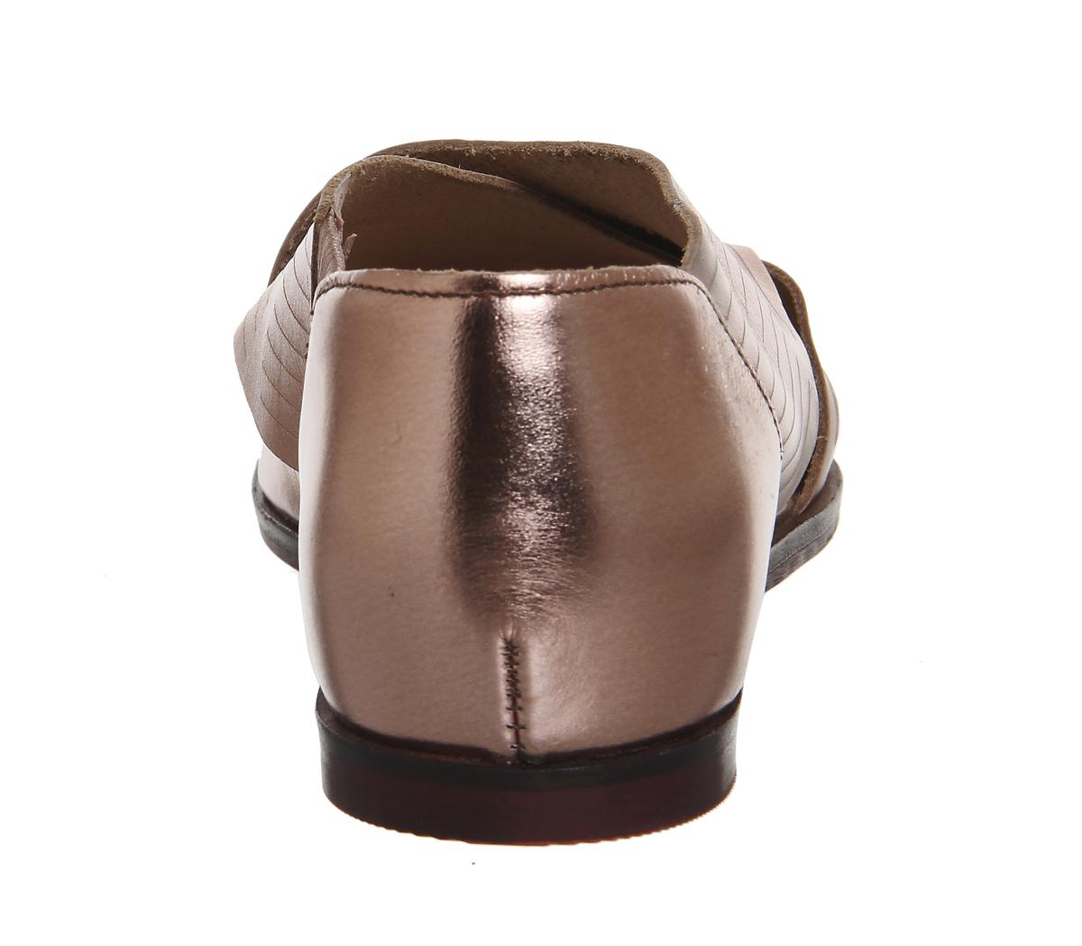 OFFICE Deadline Peep Toe Flats Copper Metallic Leather - Flat Shoes for ...