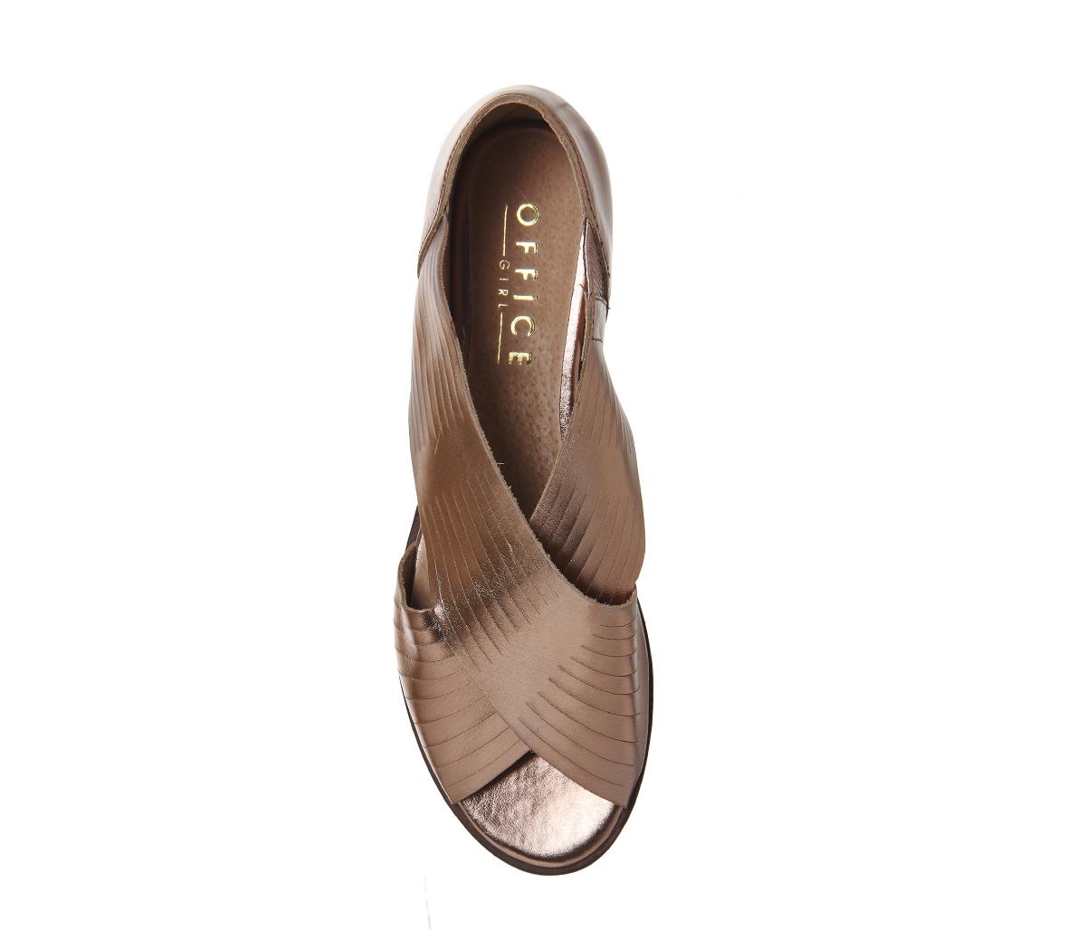 OFFICE Deadline Peep Toe Flats Copper Metallic Leather - Flat Shoes for ...