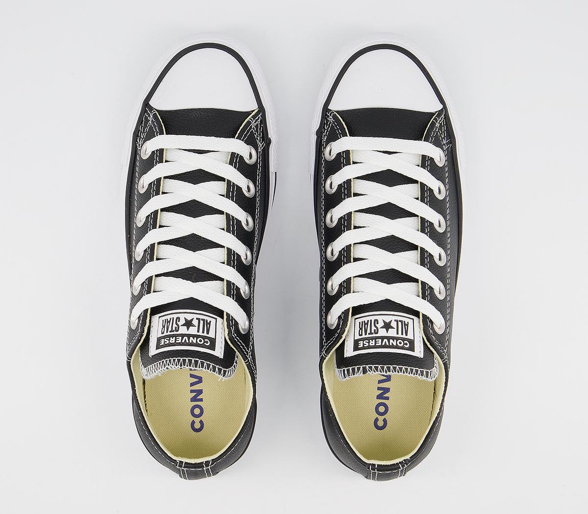 Converse All Star Low Leather Trainers Black White Leather - Unisex Sports