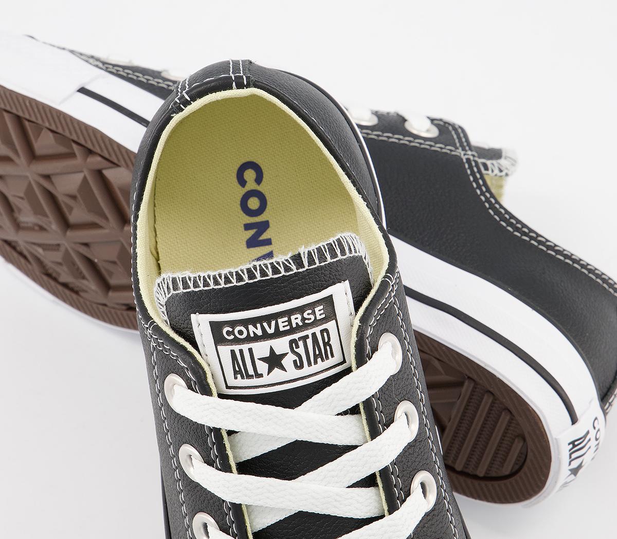 Converse All Star Low Leather Trainers Black White Leather - Unisex Sports