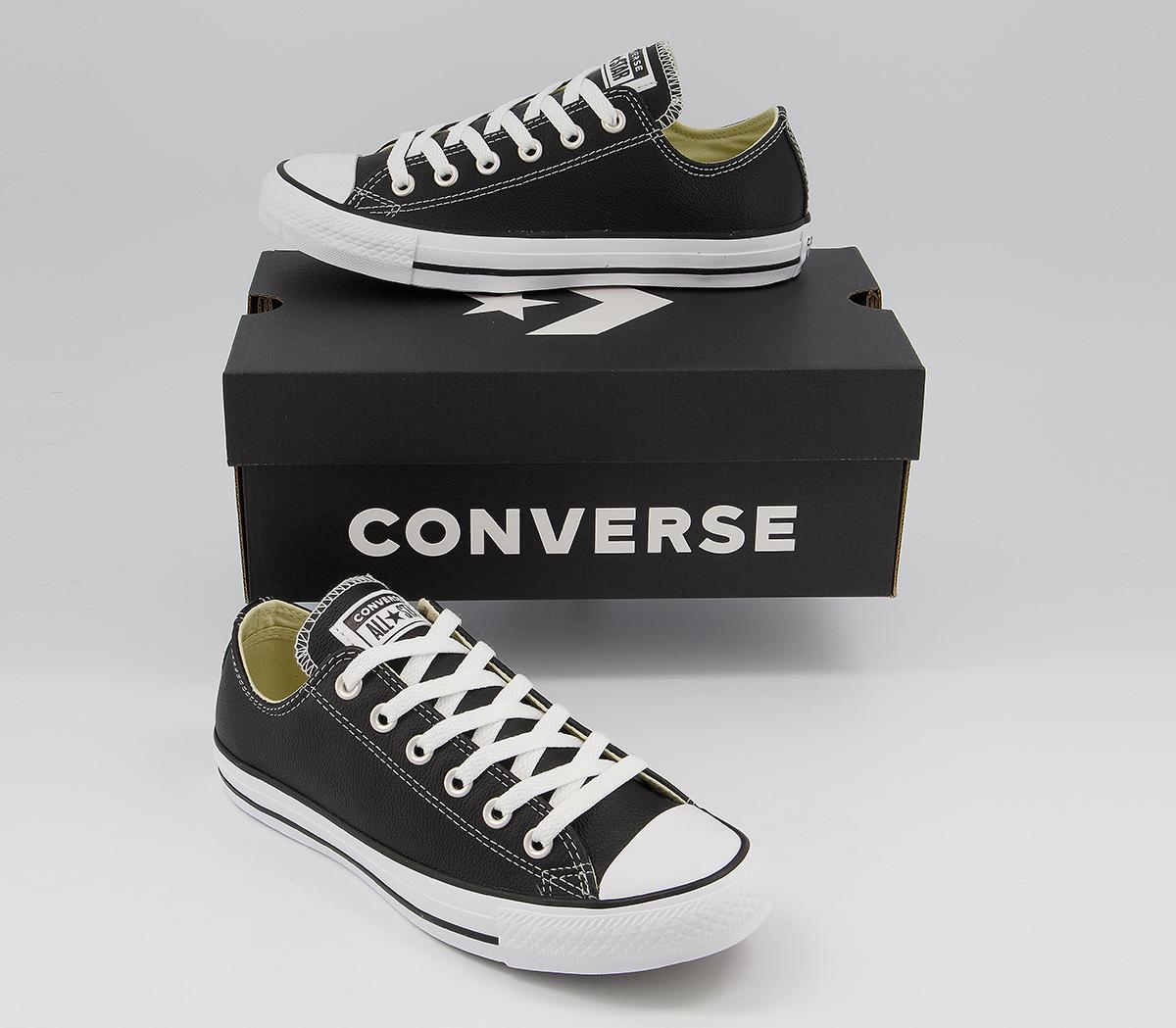 Converse All Star Low Leather Trainers Black White Leather - Unisex Sports