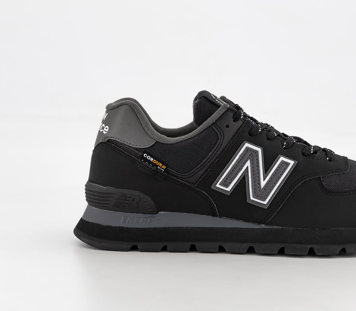 New Balance 574 Trainers Black Black Grey Mens Trainers