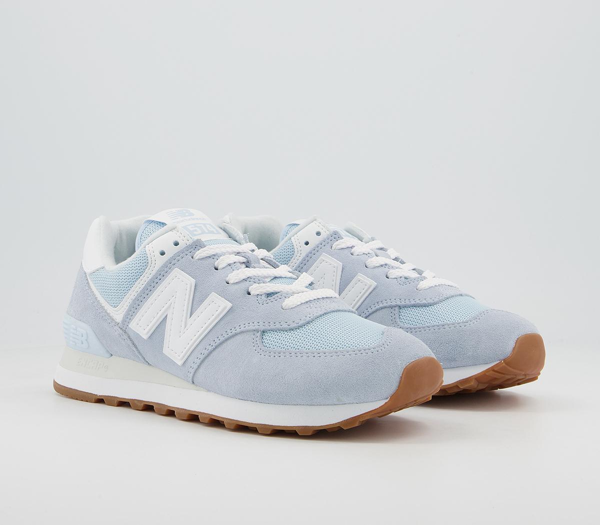 New Balance 574 Trainers Light Blue White - Women's Trainers