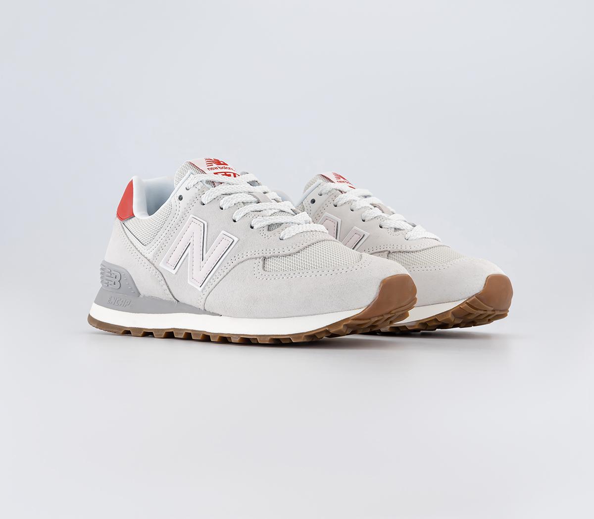 New Balance 574 Trainers Reflection Pink Red Grey Gum - New Balance 574
