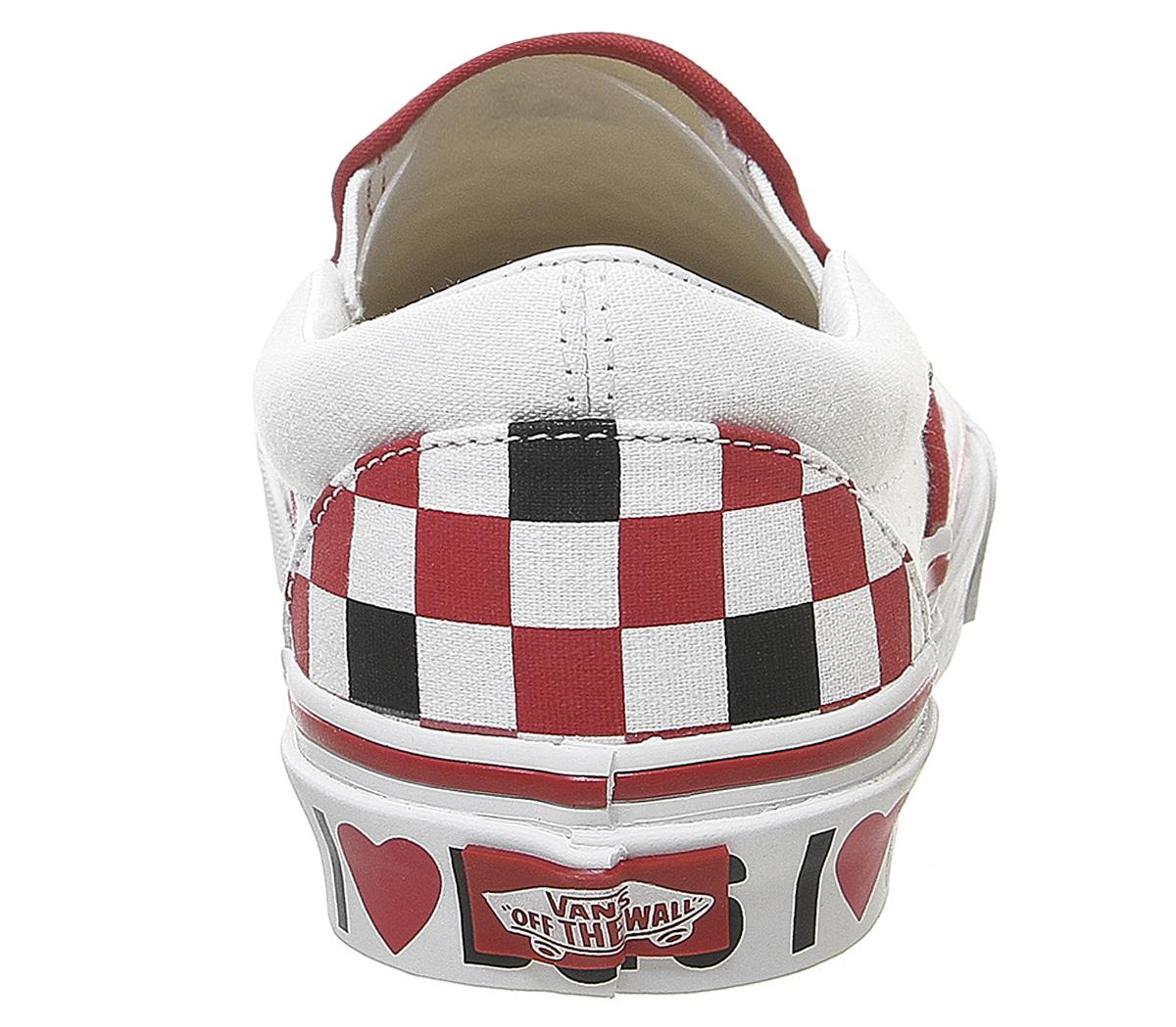 Vans Vans Classic Slip On Trainers Black White Red I Heart - Women's ...