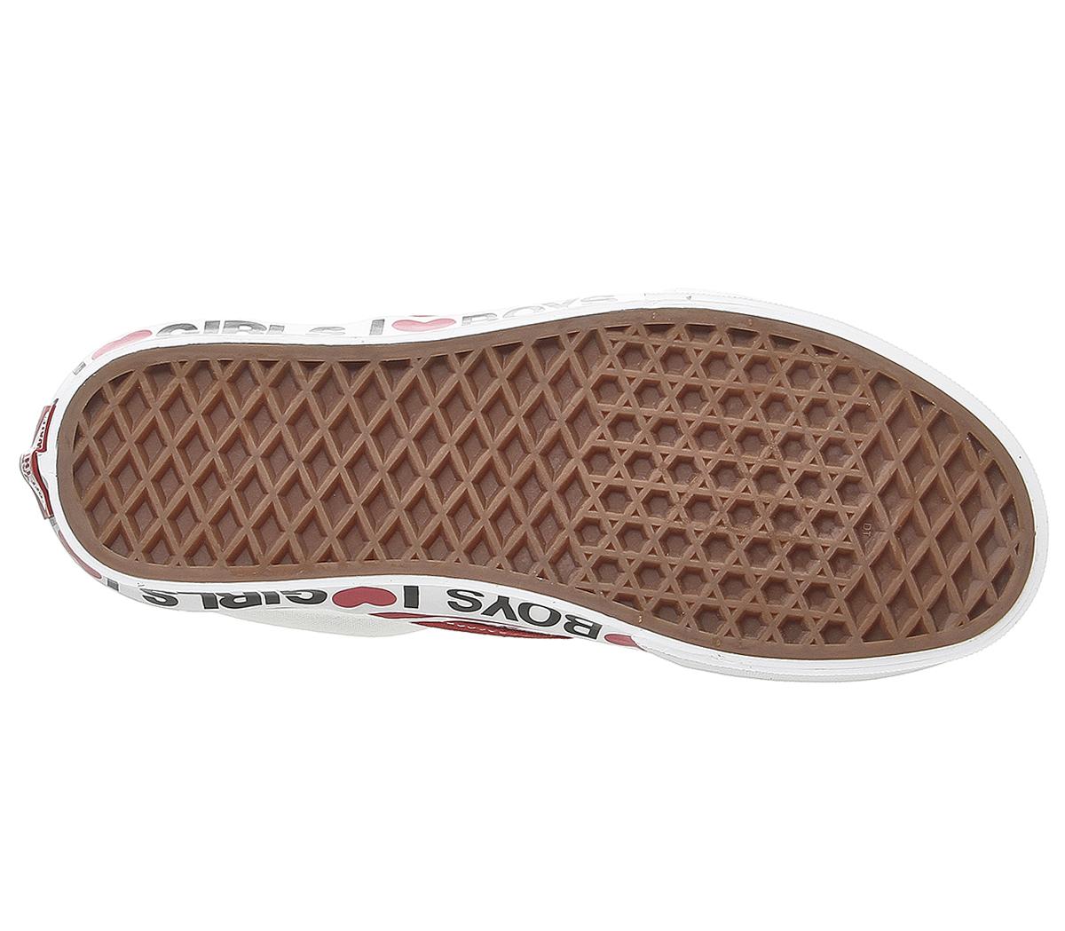 Vans Vans Classic Slip On Trainers Black White Red I Heart - Women's ...