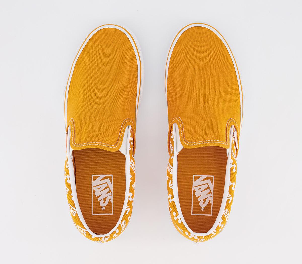 Vans Vans Classic Slip On Trainers Cadmium Yellow True White Logo ...