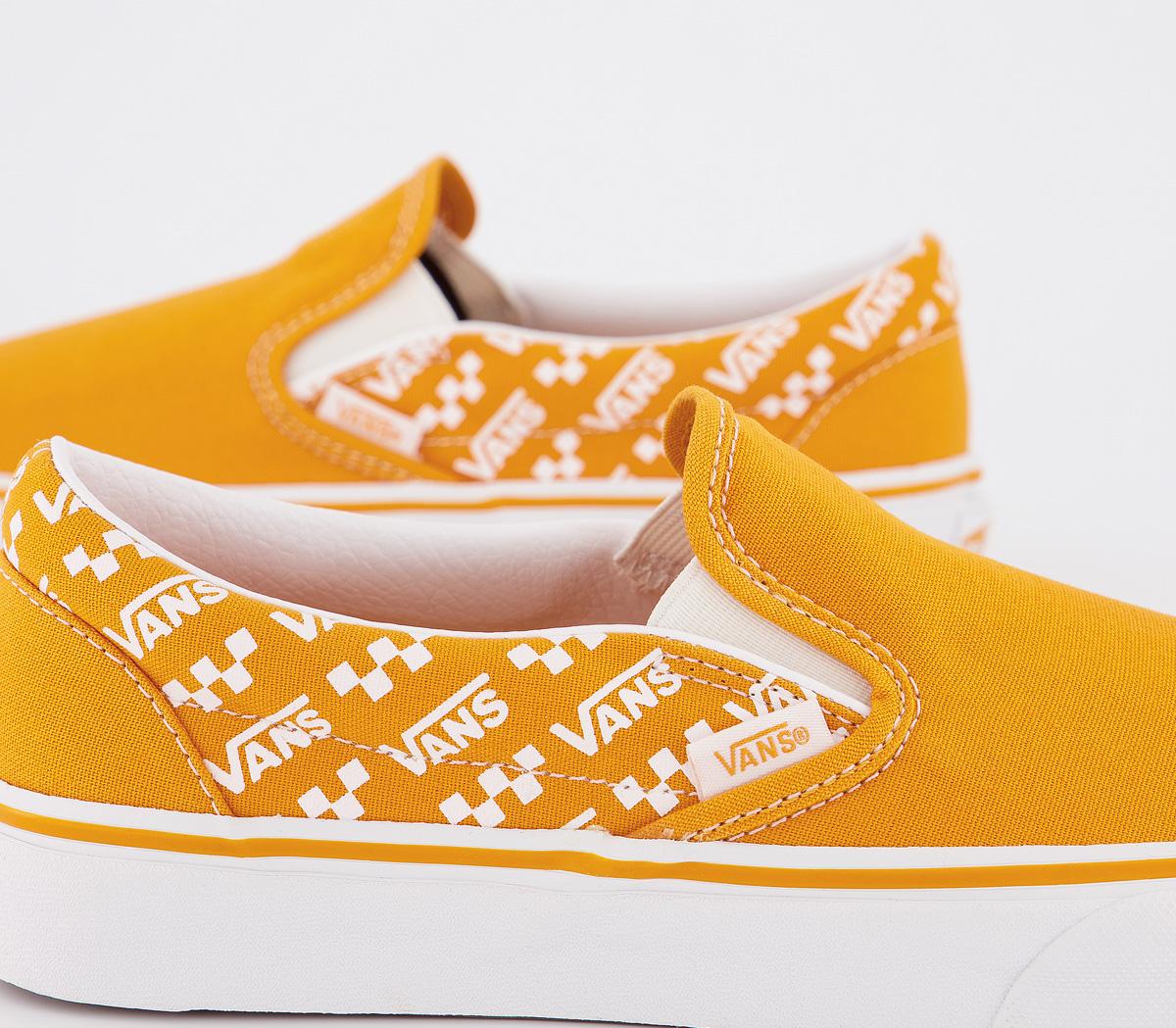 Vans Vans Classic Slip On Trainers Cadmium Yellow True White Logo ...