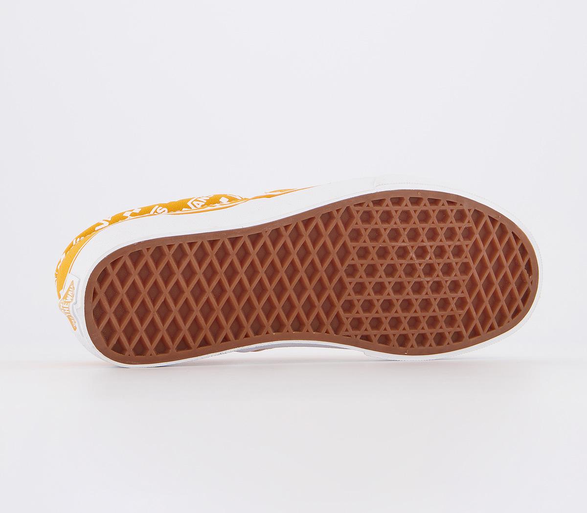 Vans Vans Classic Slip On Cadmium Yellow True White Logo Repeat ...