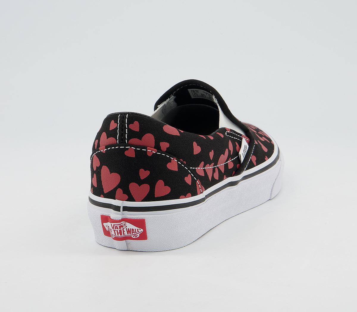 Vans Vans Classic Slip On Trainers Valentines Heart Black Racing Red ...
