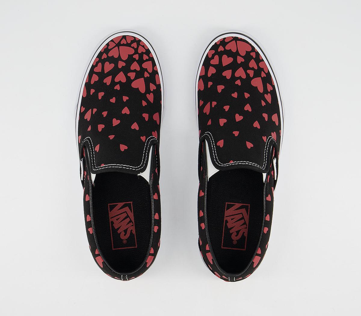 Vans Vans Classic Slip On Trainers Valentines Heart Black Racing Red ...