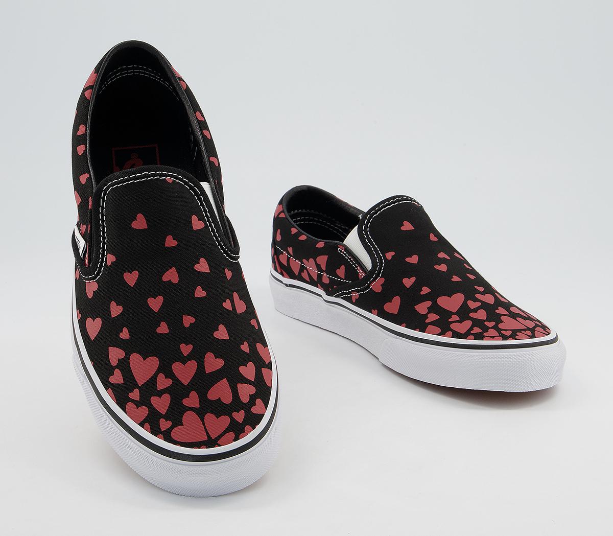 Vans Vans Classic Slip On Trainers Valentines Heart Black Racing Red ...