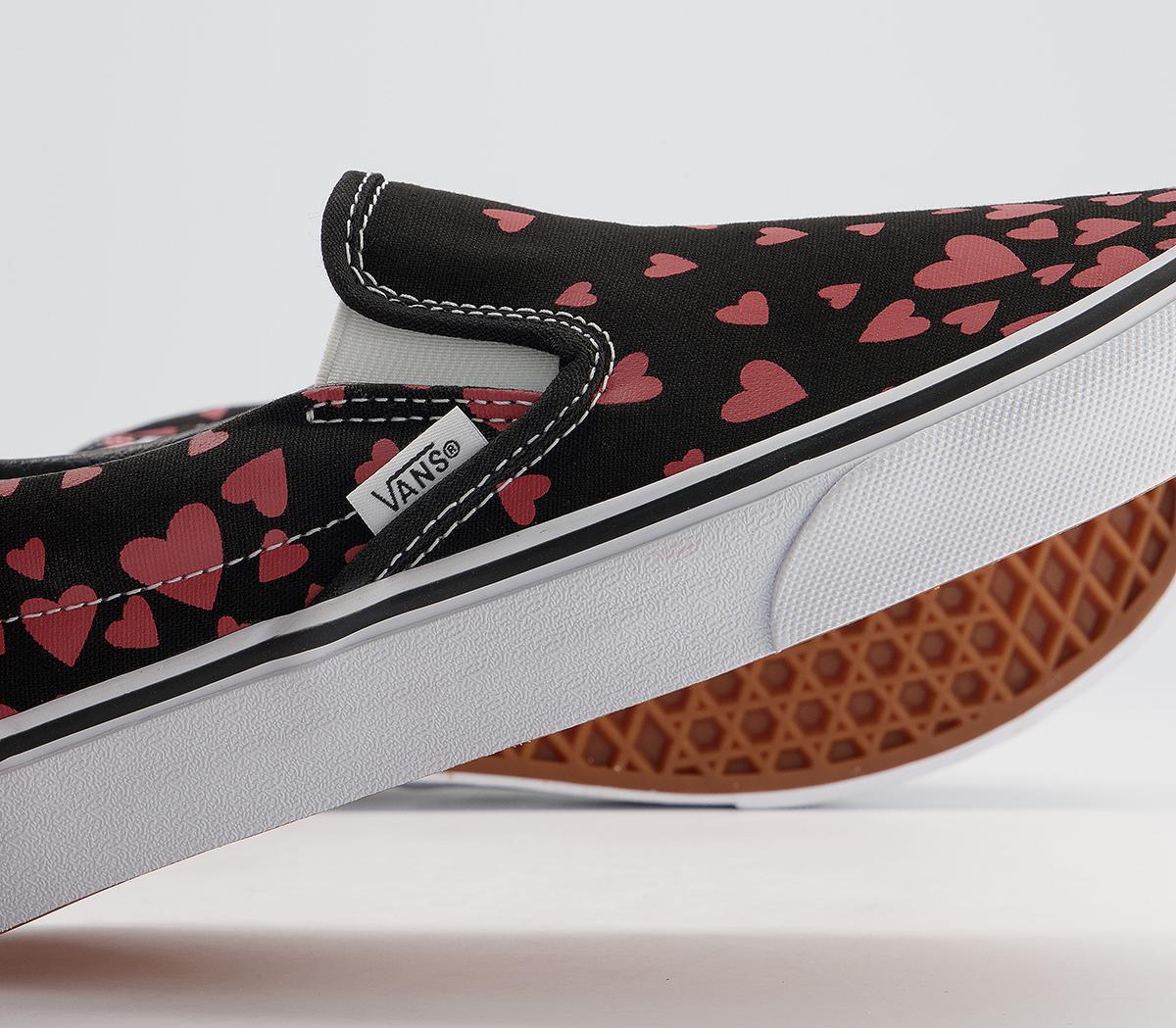 Vans Vans Classic Slip On Trainers Valentines Heart Black Racing Red ...