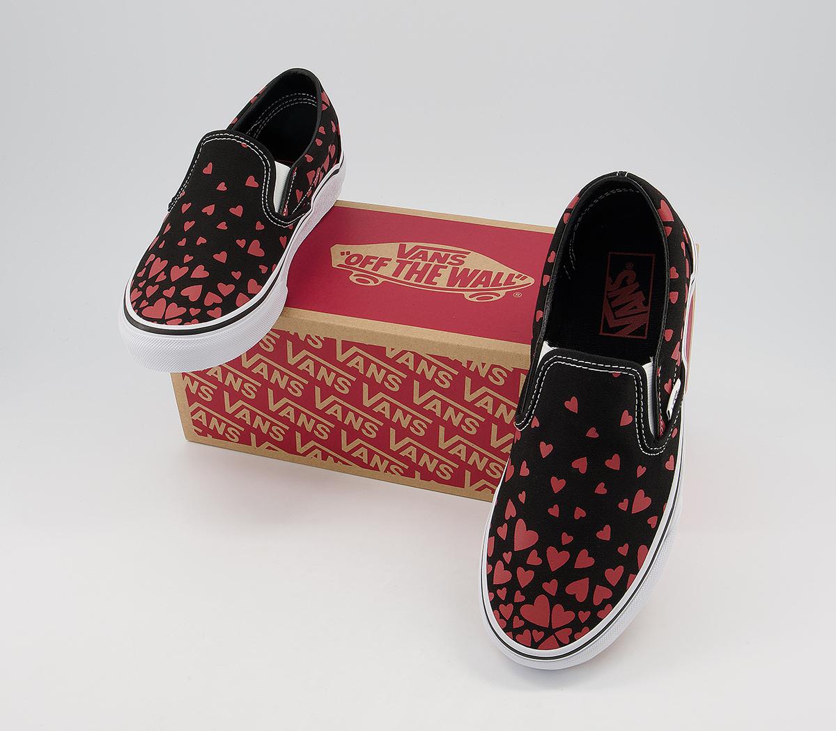 Vans Vans Classic Slip On Trainers Valentines Heart Black Racing Red ...