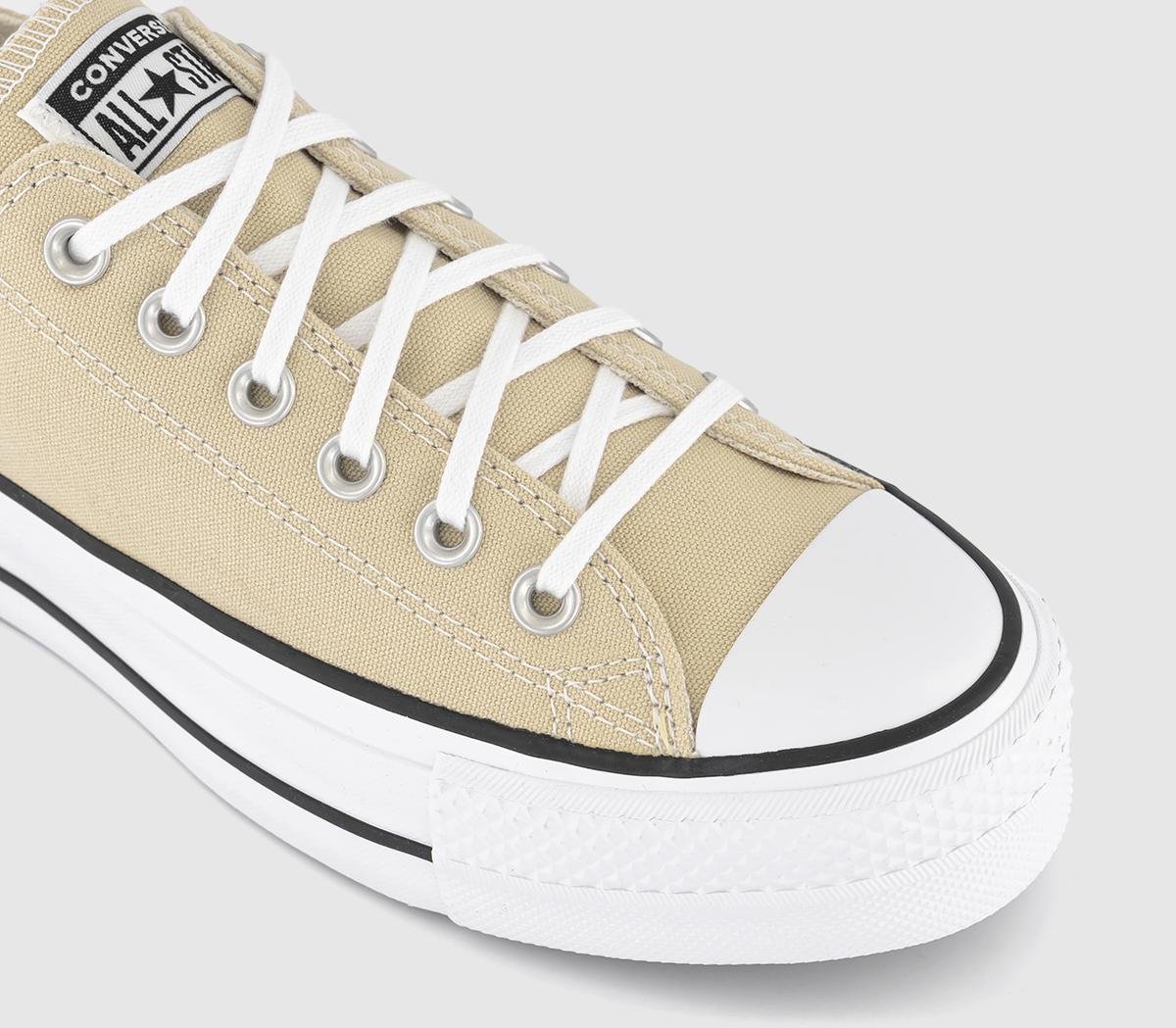 Converse All Star Low Platform Trainers Oat Milk White Black - Women's ...