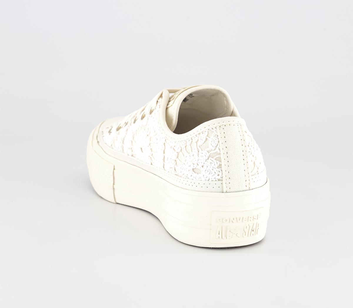 Converse All Star Low Platform Trainers White Egret Egret Crochet ...
