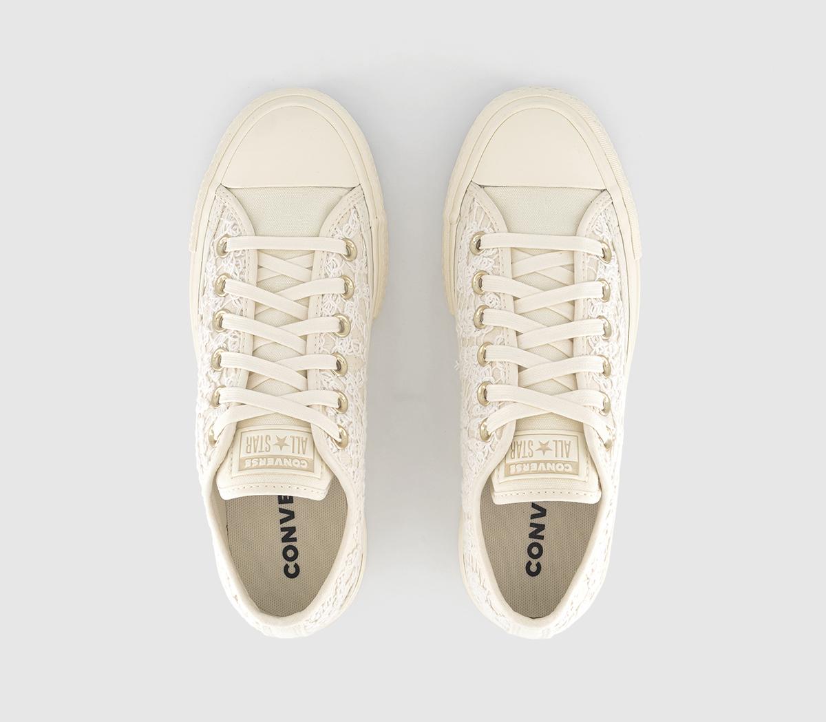 Converse All Star Low Platform Trainers White Egret Egret Crochet ...