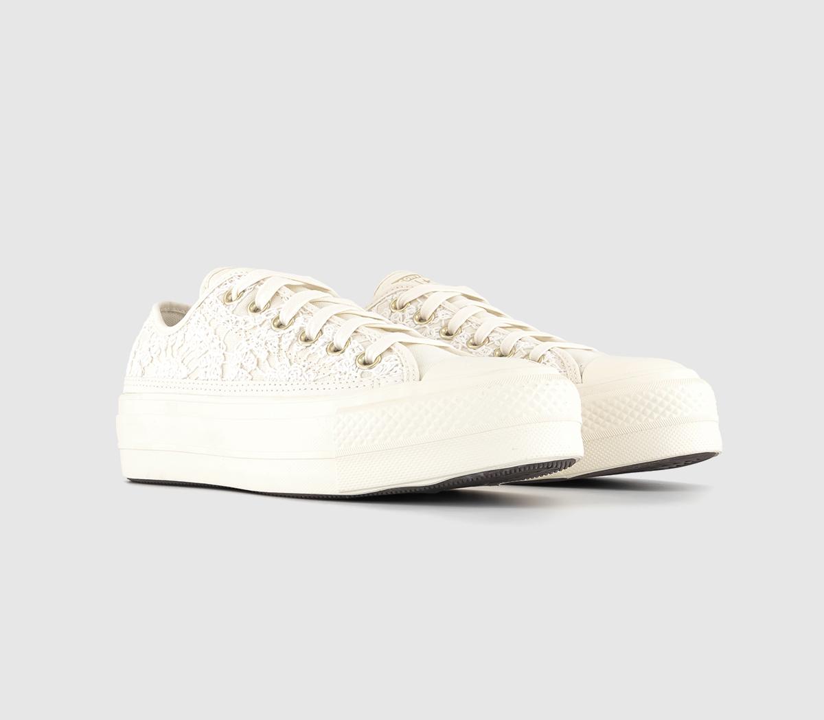 Converse All Star Low Platform Trainers White Egret Egret Crochet ...