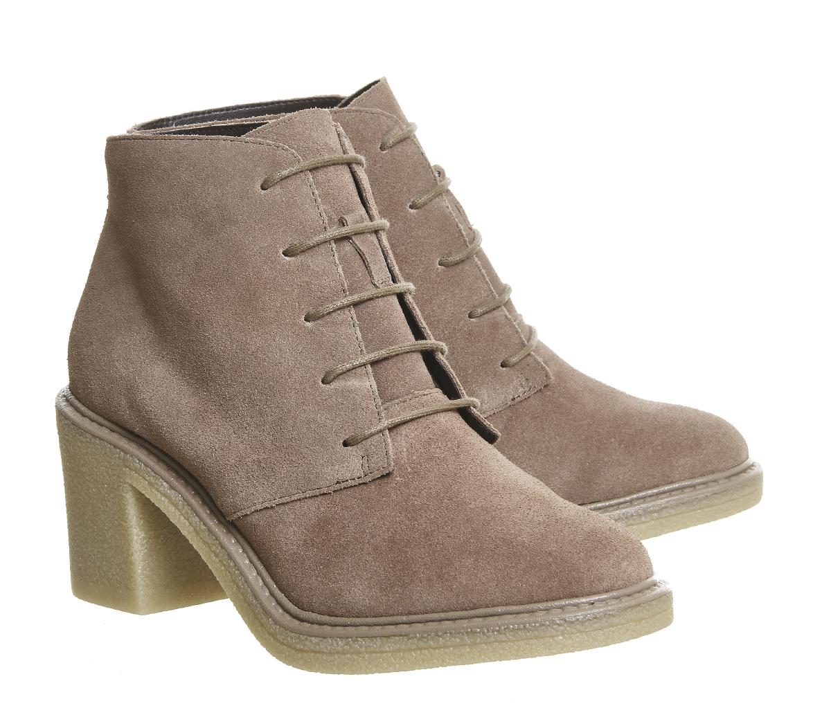 OFFICE Lulu Lace Up Ankle Boots Taupe Suede - Women's Ankle Boots