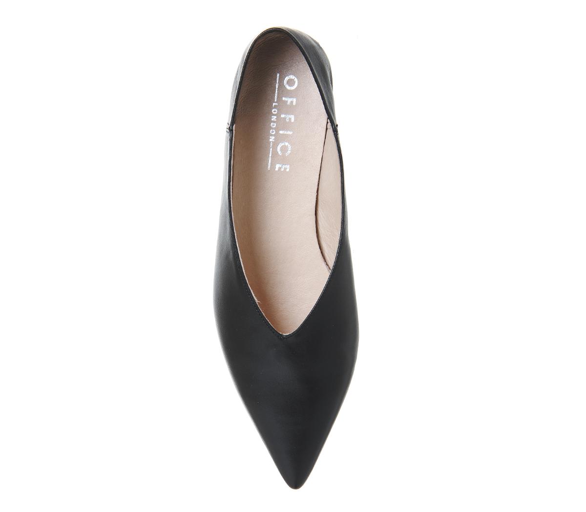 OFFICE Papaya Pointed Flats Black Leather - Flat Shoes for Women