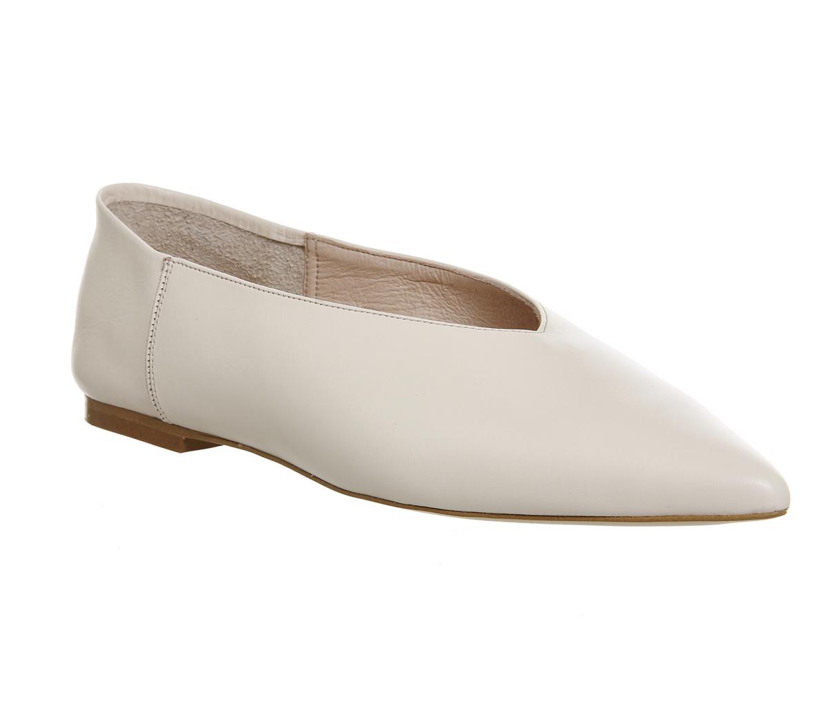 OFFICE Papaya Pointed Flats Off White Leather - Flat Shoes for Women