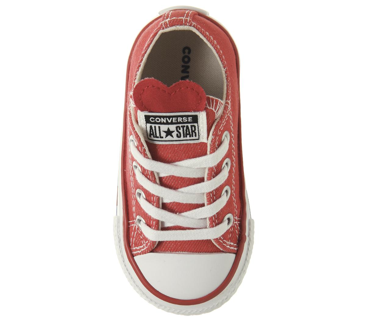 Converse Allstar Low Infant Trainers Red Emamel Red Heart - Unisex