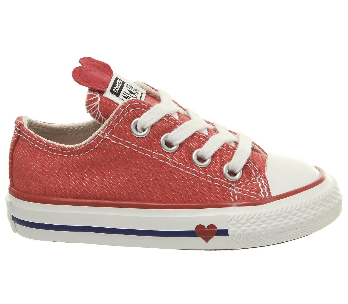 Converse Allstar Low Infant Trainers Red Emamel Red Heart - Unisex