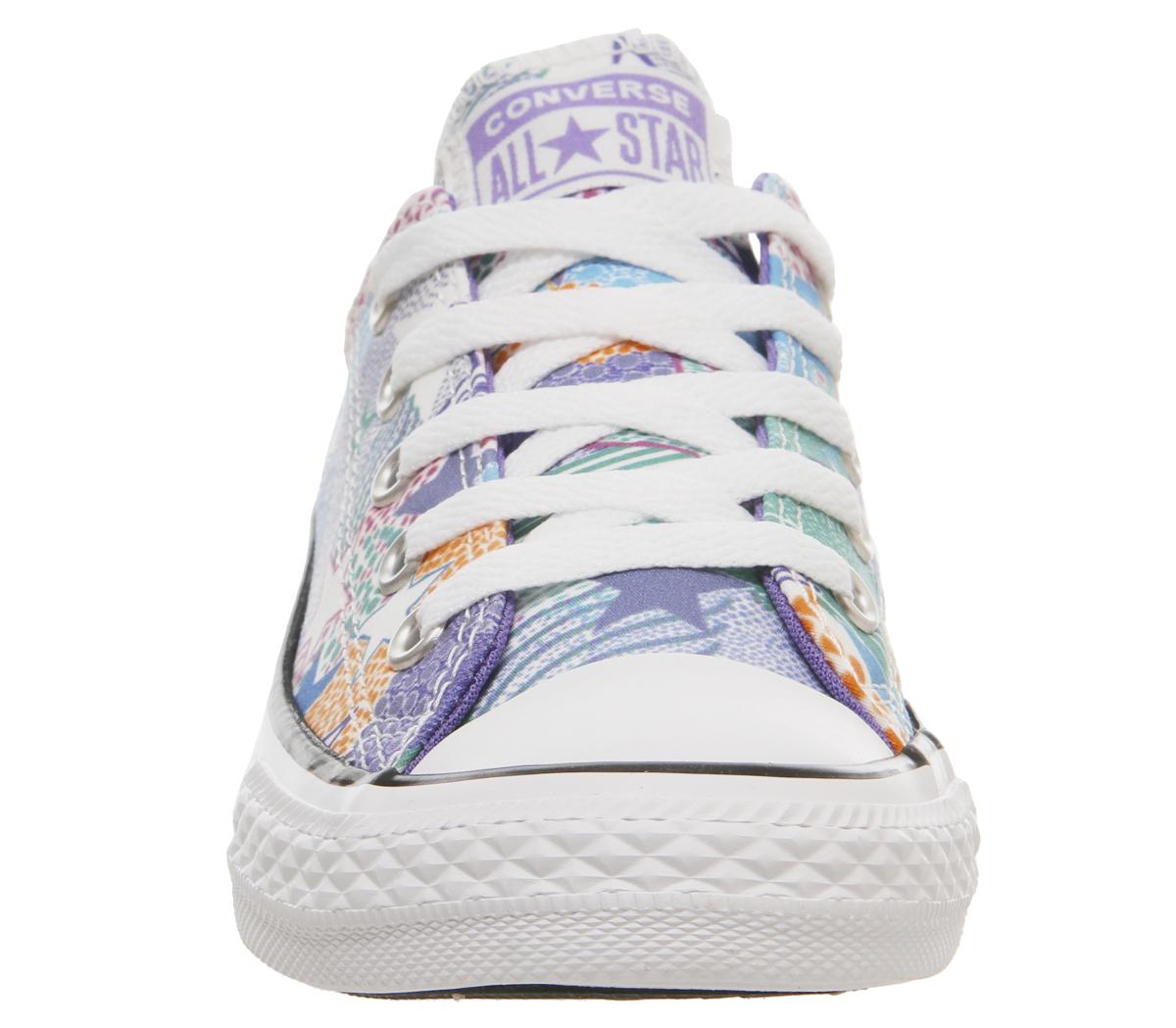 Converse All Star Low Youth Trainers White Wild Lilac Black - Unisex