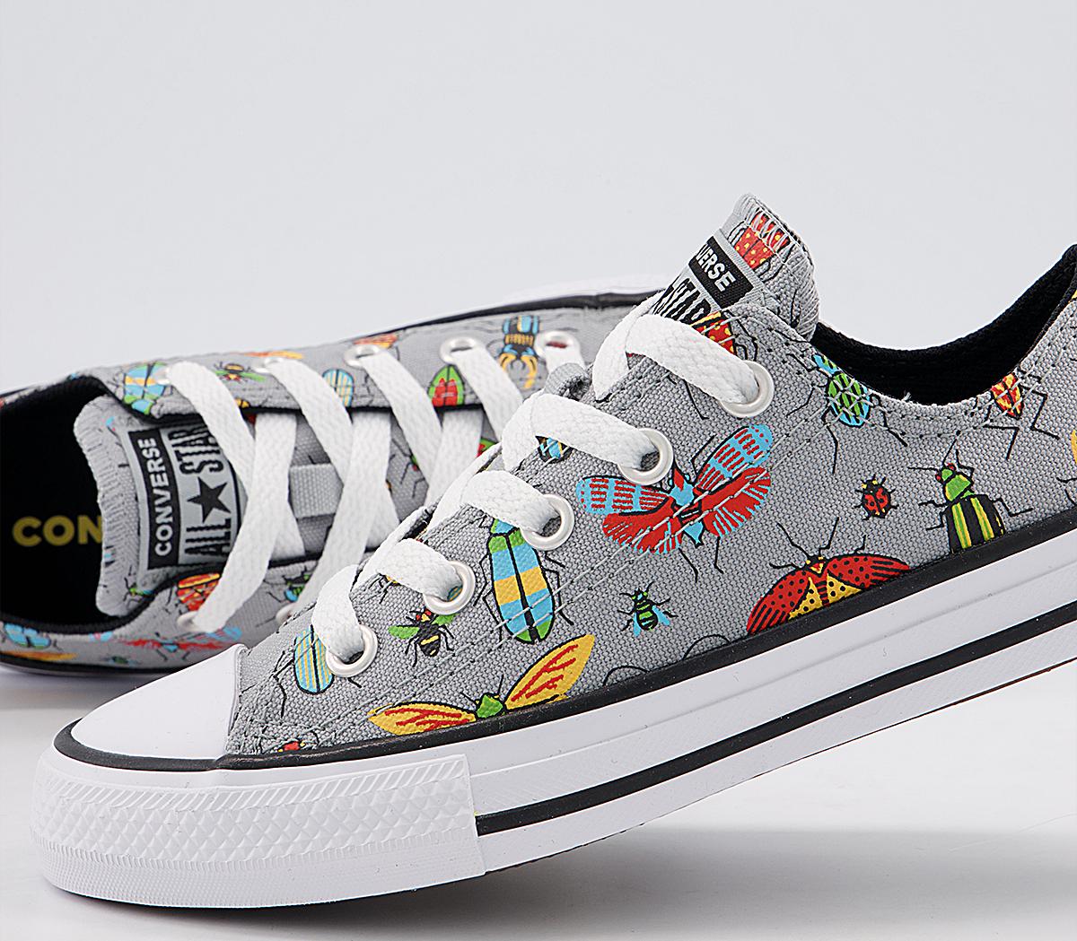Converse All Star Low Youth Trainers Ash Stone Black Bright Poppy Bug ...