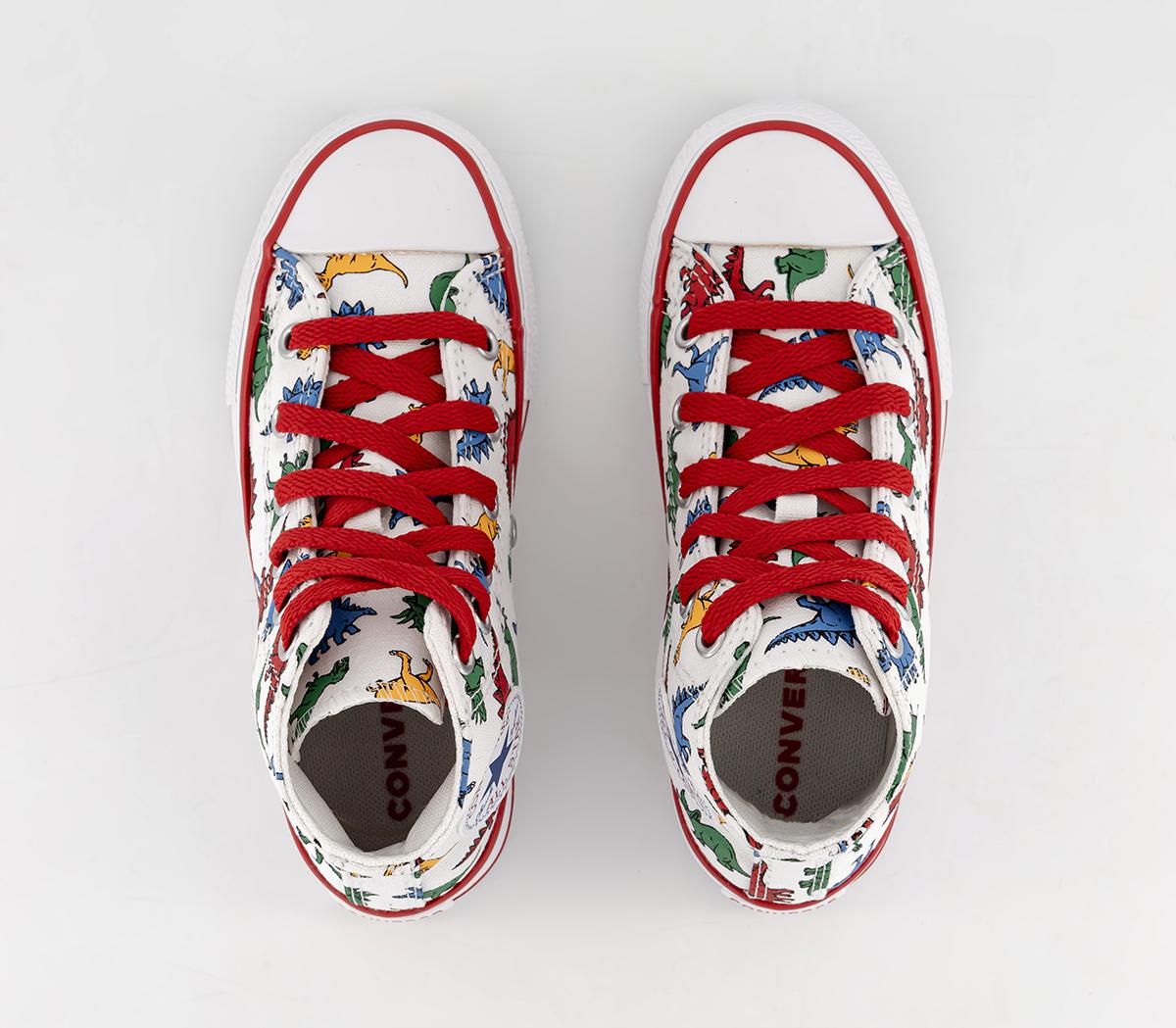 Converse All Star Hi Mid Sizes Trainers White Enamel Red Totally Blue ...