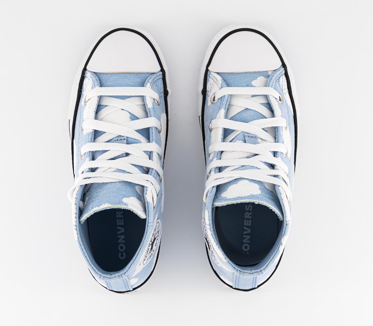 Converse All Star Hi Mid Sizes Trainers Light Armory Blue Cloud - Unisex