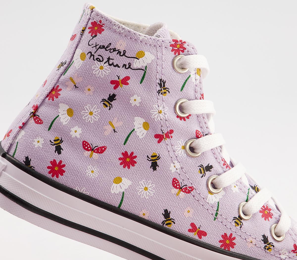 Converse All Star Hi Youth Trainers Infinite Lilac White Black Nature ...