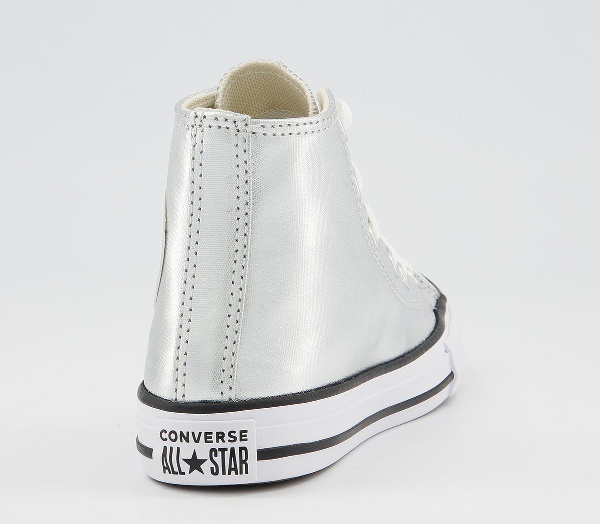 Converse All Star Hi Youth Trainers Metallic Granite White Black ...