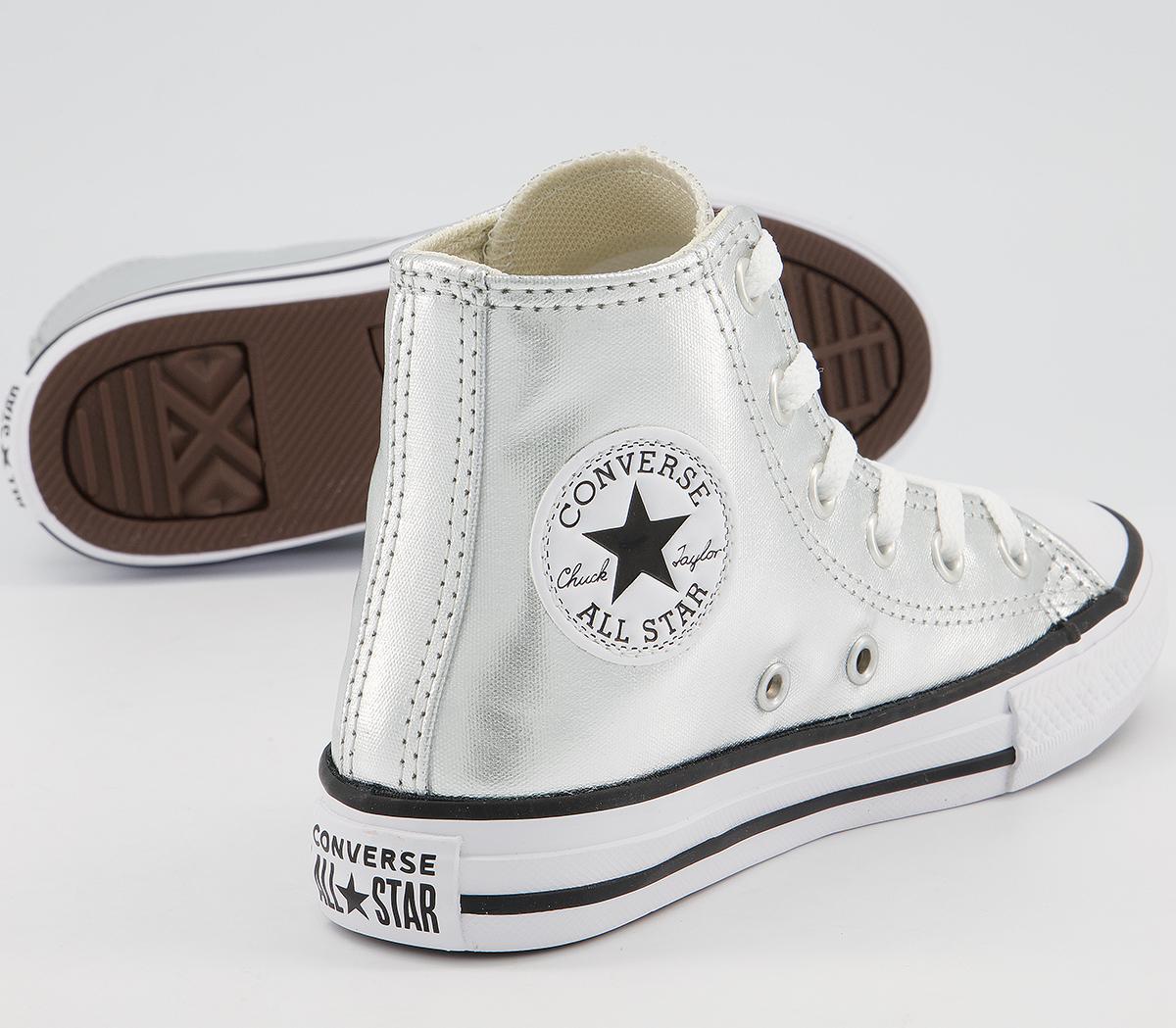 Converse All Star Hi Youth Trainers Metallic Granite White Black ...