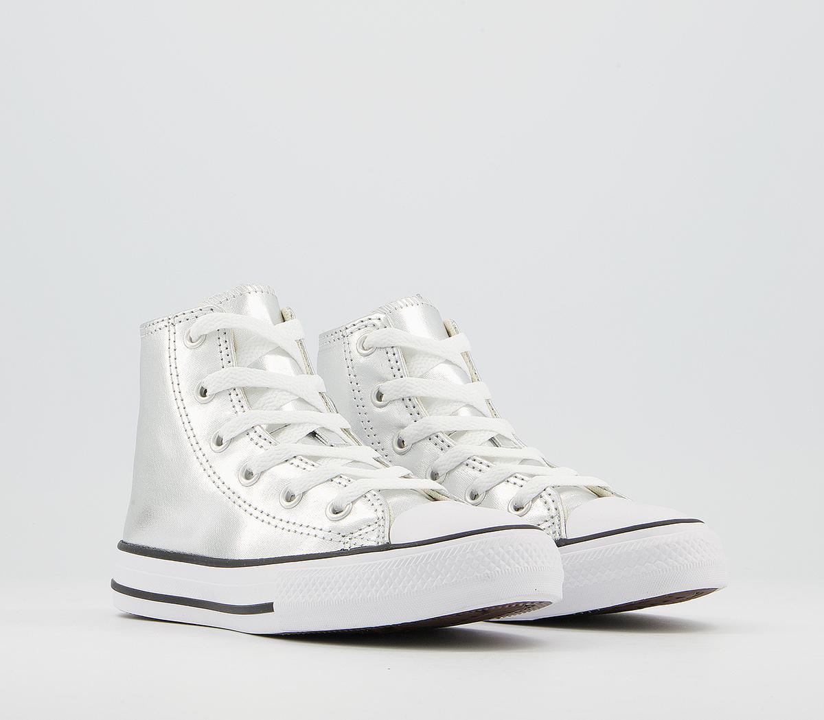 Converse All Star Hi Youth Trainers Metallic Granite White Black ...