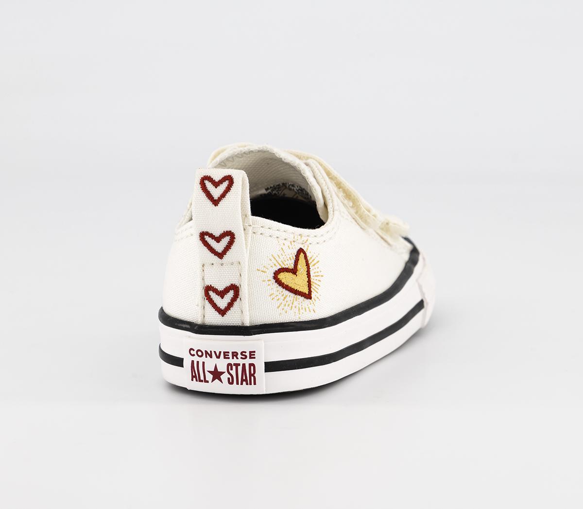 Converse All Star 2vlace Trainers Vintage White Hearts - Unisex