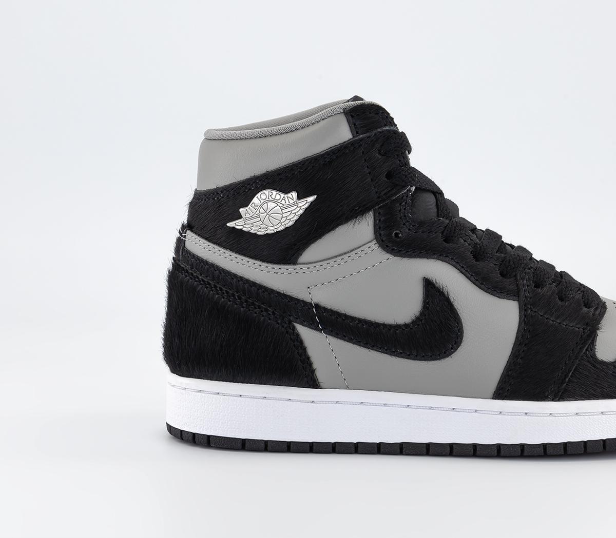 Jordan Air Jordan 1 Retro Hi Trainers Medium Grey Black White - Women's ...